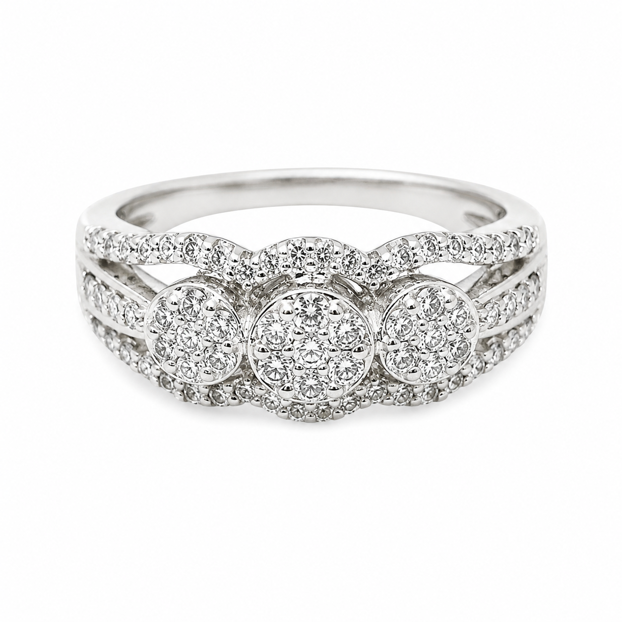 9ct White Gold Diamond Cluster Engagement Ring | Cassim & Co.